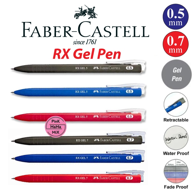Faber Castell RX Gel Pen 0.7mm / 0.5mm (Black / Blue / Red) | Shopee ...