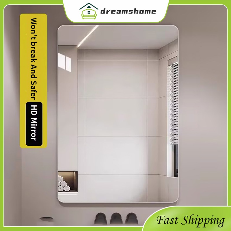 HD Mirror sticker wall self-adhesive Acrylic Unbreakable Soft Flexible ...