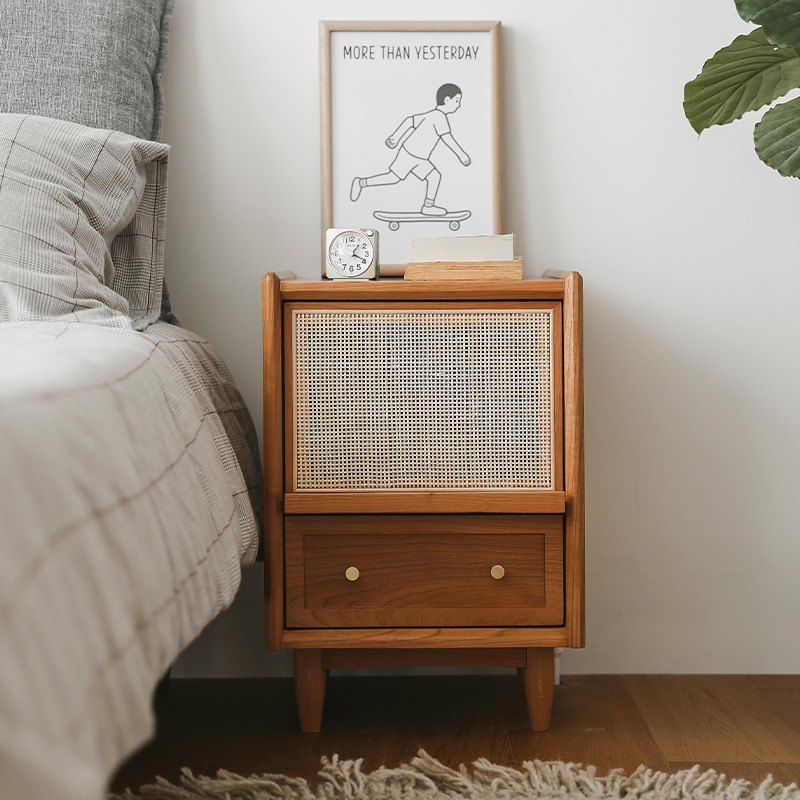 New Modern Minimalist Bedside Table with Lights, Integrated Wooden ...