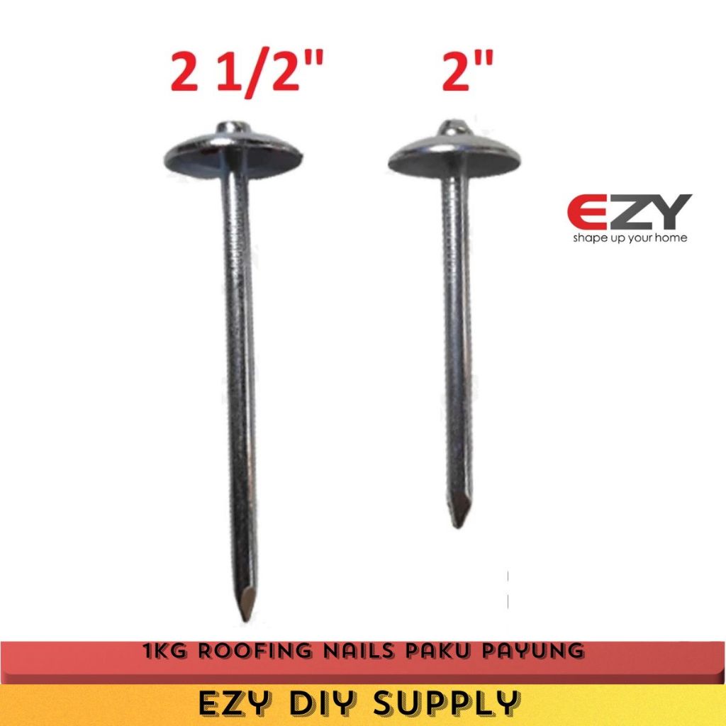 (1PACK) 1KG Roofing Nails Paku Payung 2'' , 2 1/2'' Paku Zink | Shopee ...