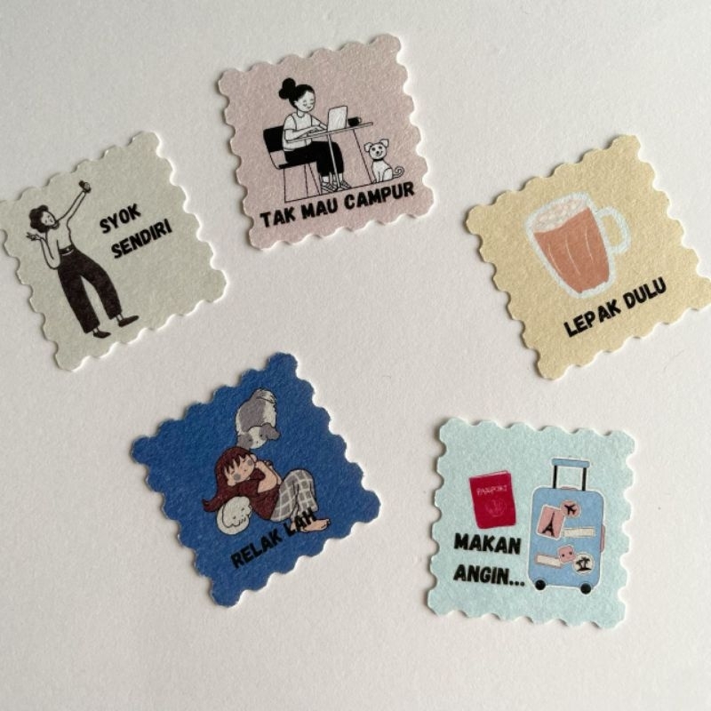 [5-pc] TAK MAU PENING stamp stickers pack/ teh tarik sticker /note ...