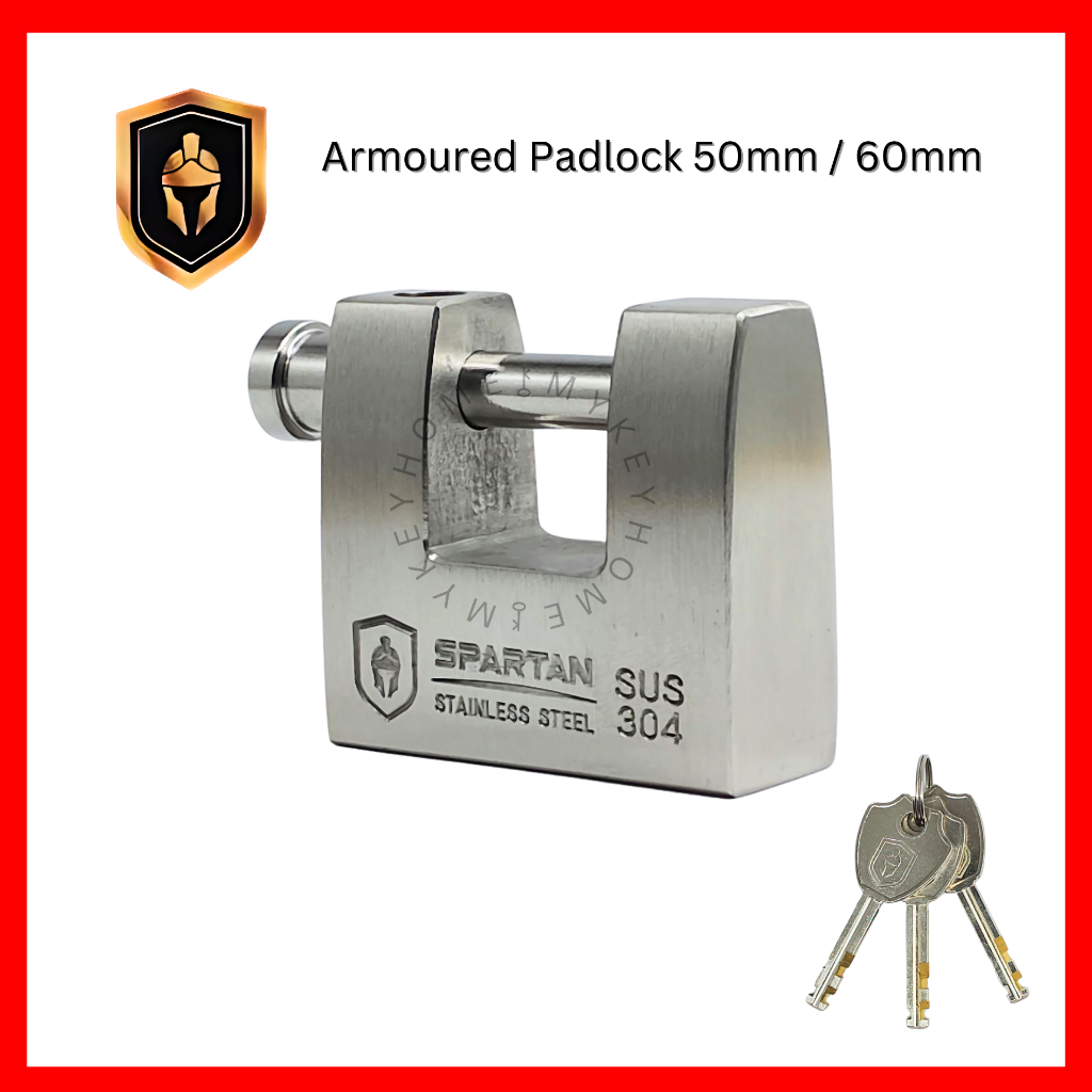 Spartan Armoured Padlock Size 50mm / 60mm Stainless Steel Heavy Duty ...