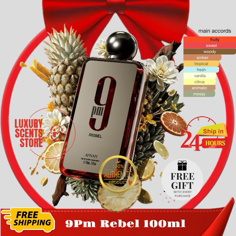 💯% 9 Pm Rebel Eau De Parfum EDP 100 ml perfume For male & Female ...