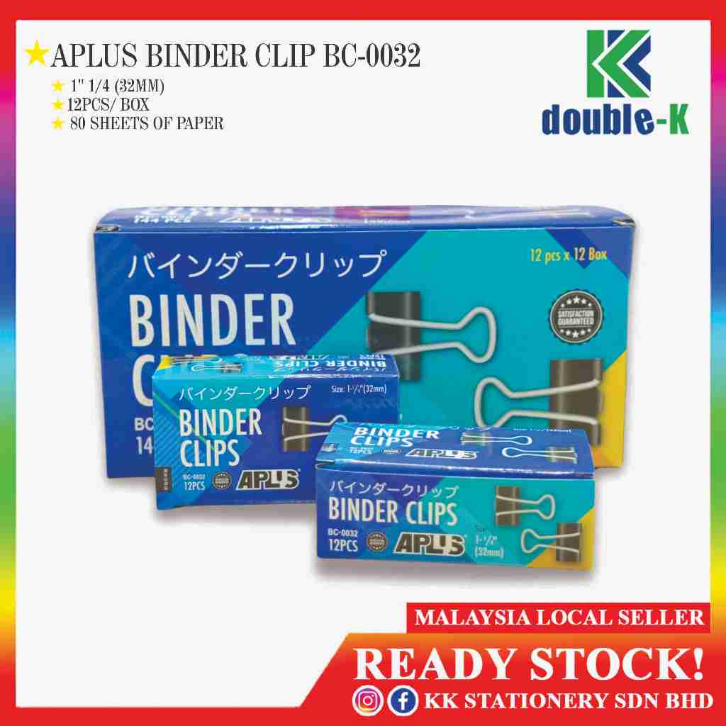 APLUS BINDER CLIP 32MM BC-3208 12pcs/box - RM13.50/pck (5box per pck ...