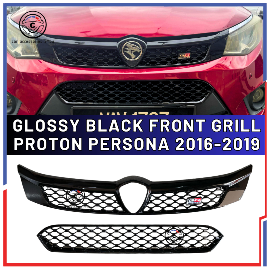 Proton Persona 2016-2019 Front Grill Glossy Black (Mini Cooper Style ...