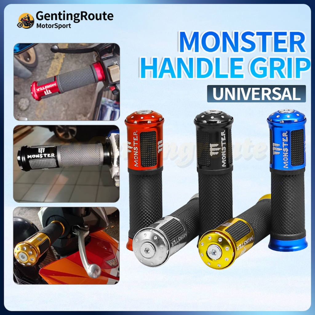 Monster Handle Grip Universal 7/8" 22MM Throttle Grip Alloy Rubber ...