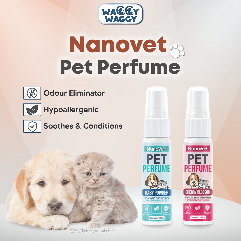 WaggyWaggy Nanovet Pet Perfume Spray 100ML Cat Dog Baby Powder Cherry ...