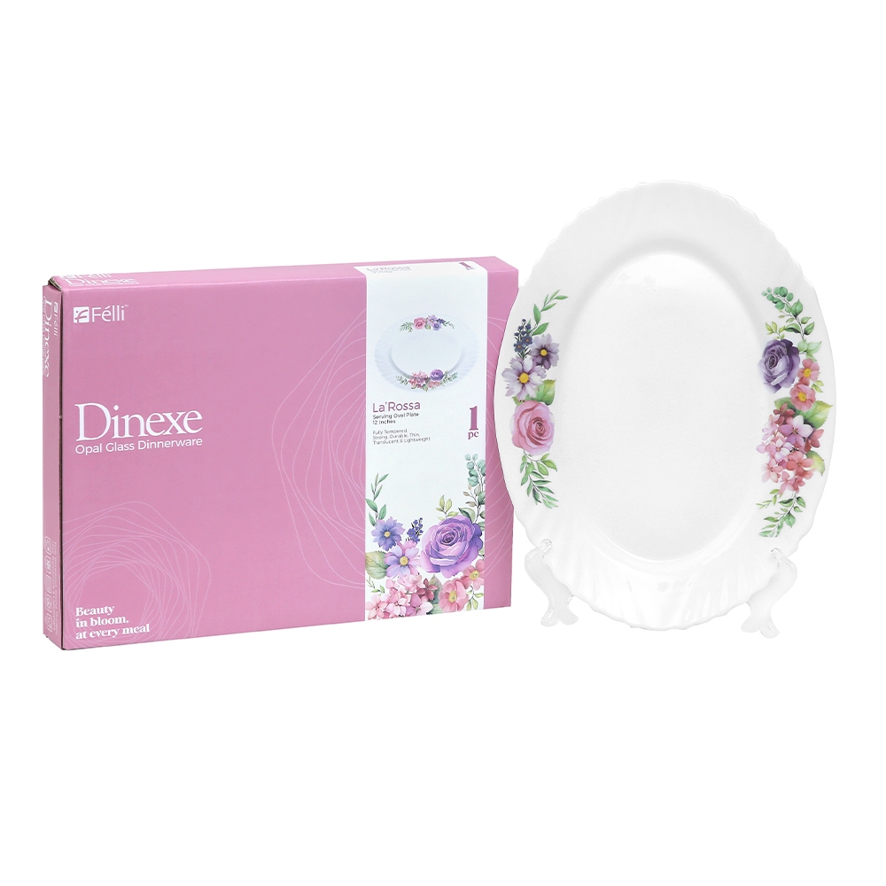 Felli Dinexe 12" Opal Glass Serving Oval Plate Set (1 Pcs) - La' Rossa ...