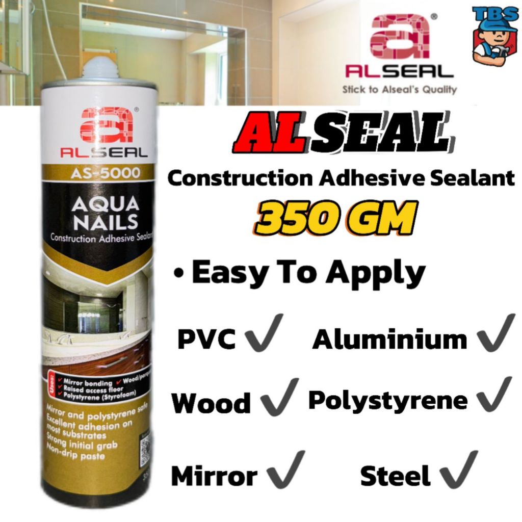 ALSEAL NAILS CONSTRUCTION ADHESIVE SILICONE SEALANT 350GM / Maxbond ...