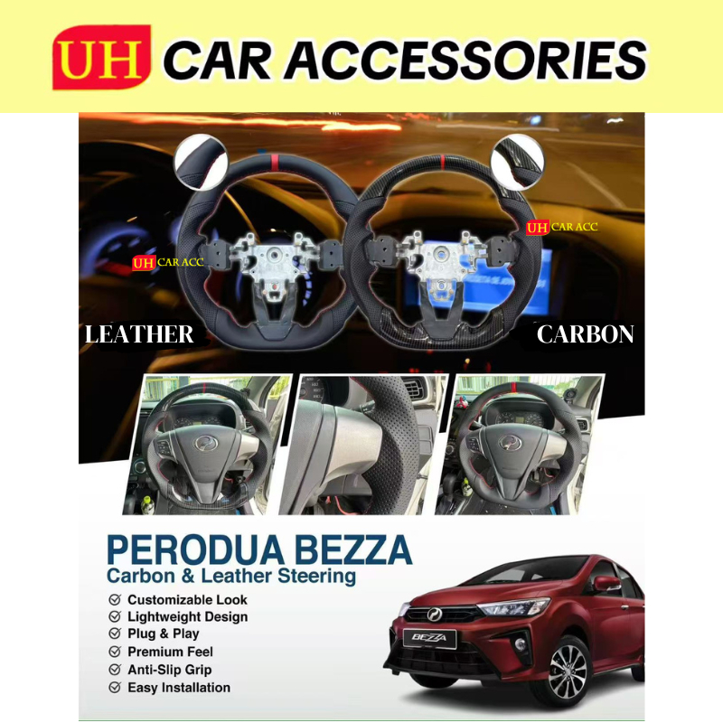 PERODUA BEZZA 2016 - 2025 SPORT CARBON LEATHER STEERING | Shopee Malaysia