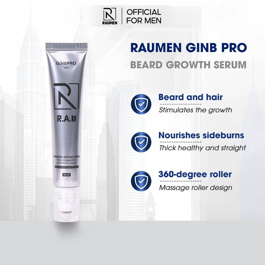 GINB PRO SERUM PERTUMBUHAN JANGGUT GINSENG HITAM RAUMEN GINB PRO BEARD ...