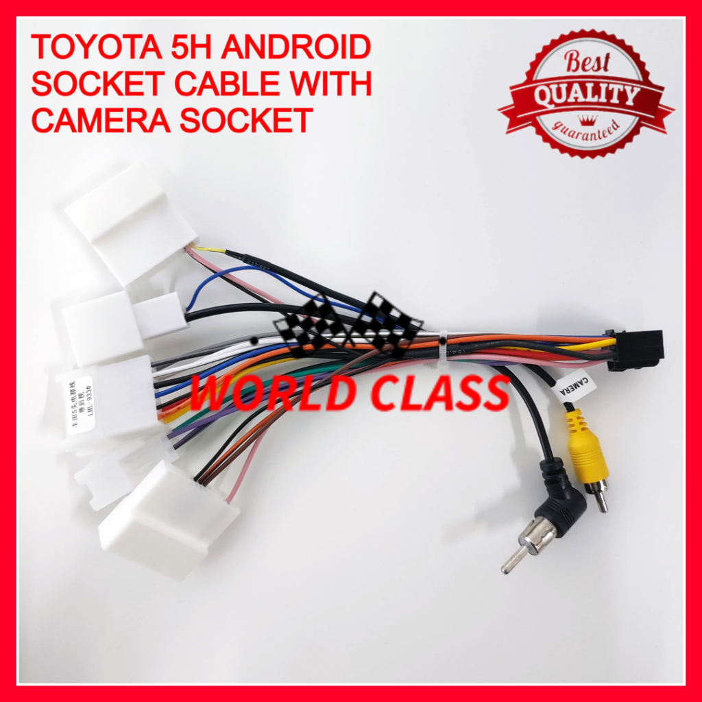 TOYOTA 5H PLUG AND PLAY SOCKET CABLE FOR 9" & 10" ANDROID PLAYER USE ...