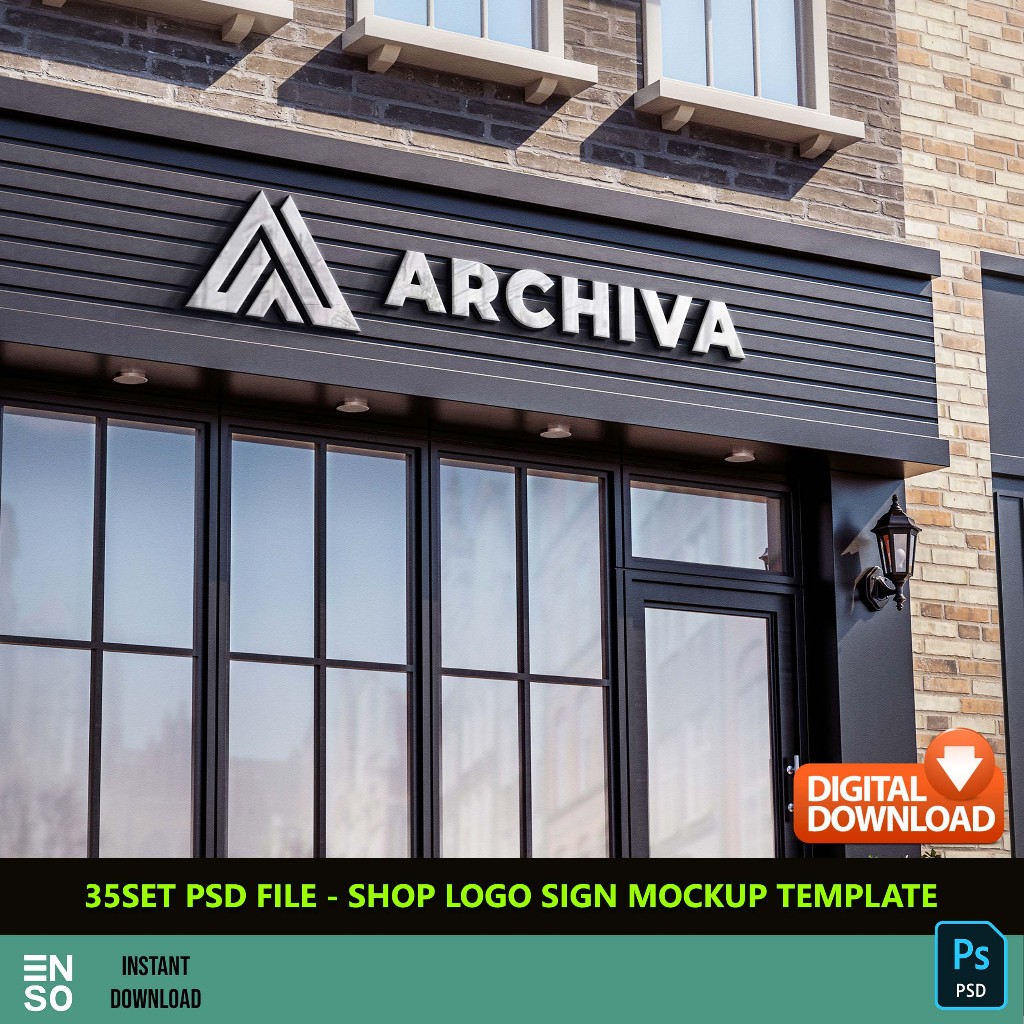 35-Set PSD Shop Sign Logo Mockup Template Files | PHOTOSHOP Editable ...