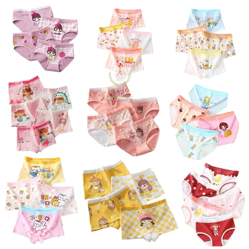 4pcs/set Baby Girl Underwear Cotton Soft Panties Seluar Dalam Perempuan | Shopee Malaysia
