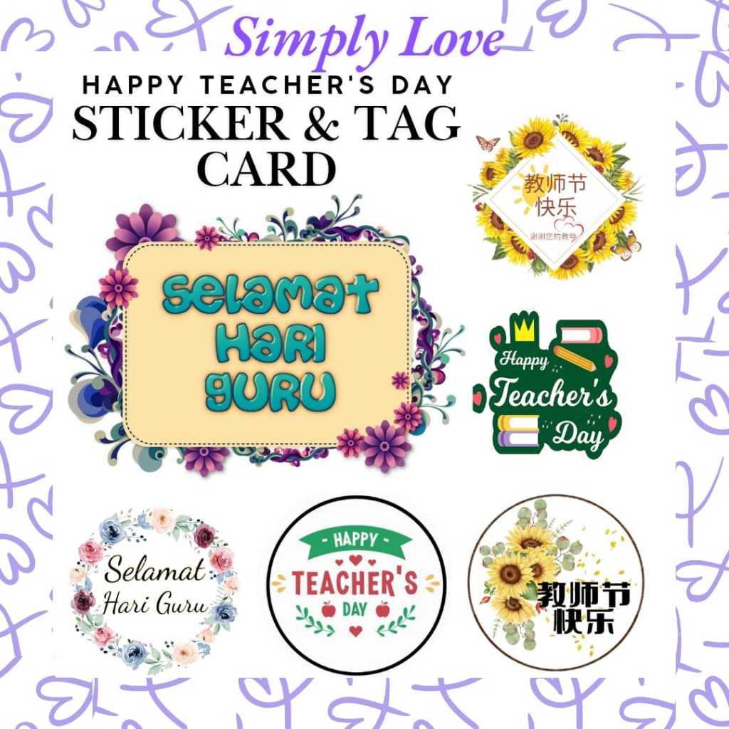 20pcs Hari Guru Happy Teacher Day Tag Card Tagging Card Sticker Terima ...