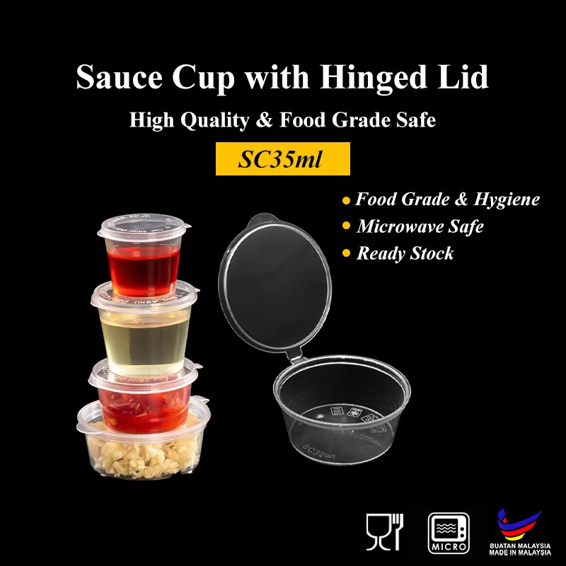 Sauce Container With Lid 35ML 50pcs Round Disposable Plastic Food ...