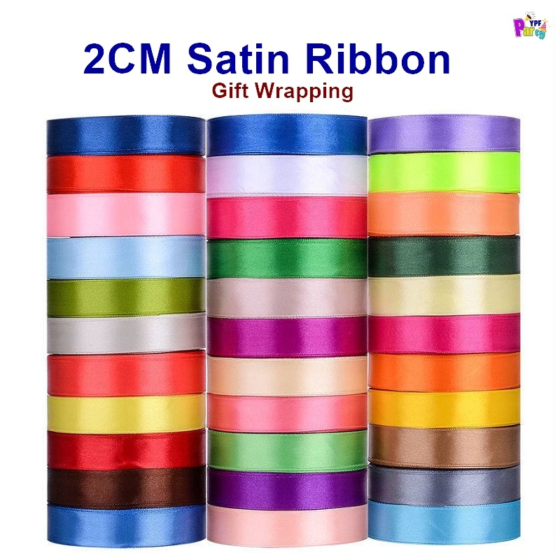 [22M] 2CM Satin Ribbon Riben Reben Ribbons Wedding Birthday Party Gift ...