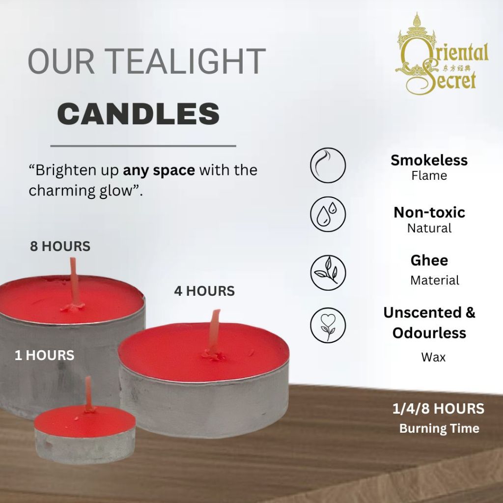1hr/4hrs/8hrs Burning Time Red/Yellow Unscented Tea Light Tealight ...