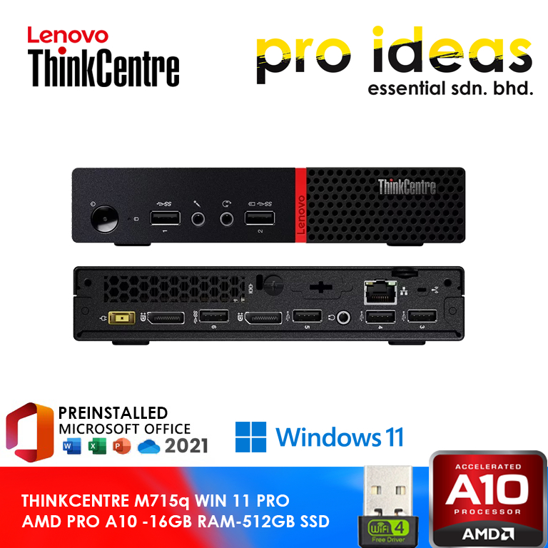 LENOVO THINKCENTRE M715Q TINY PC AMD PRO A10- R7 / 8GB RAM DDR4 / 256GB ...