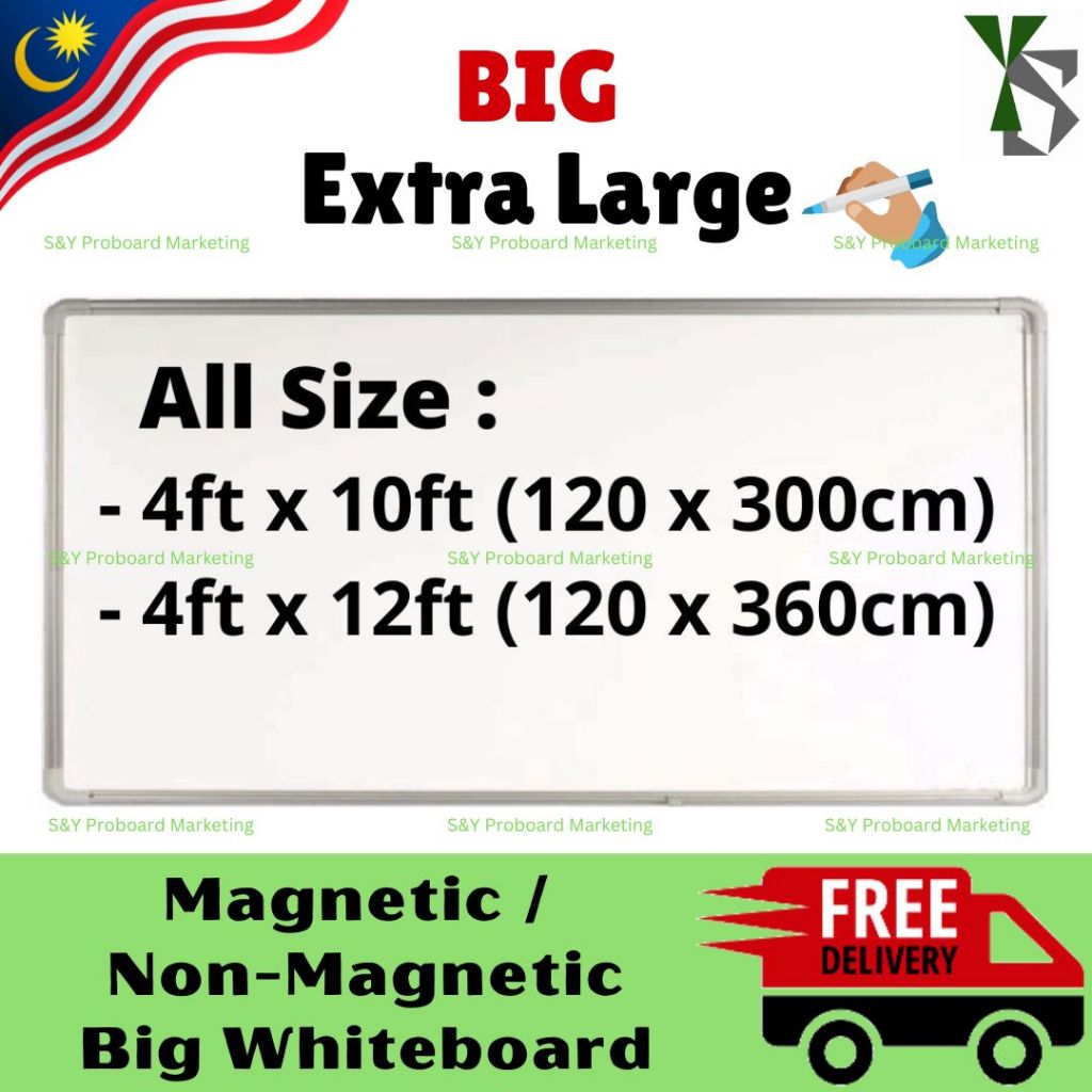 Papan Putih Besar Magnetik / Extra Large Big White board Size 4x10 4x12 ...