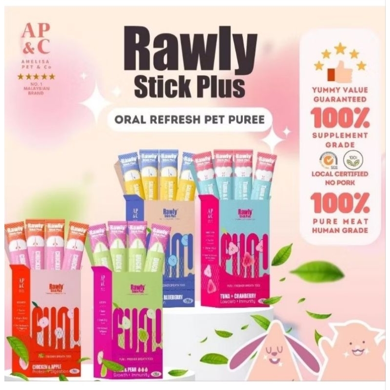 Amelisa Pet & Co. Rawly Stick Plus Oral Refresh Pet Puree (1Box = 16g x ...