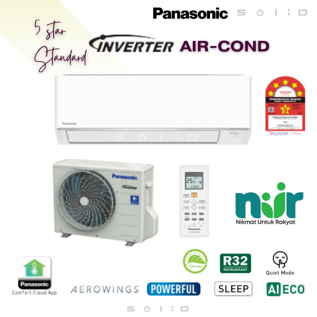 [SABAH ONLY]Panasonic 5star Standard Inverter Aircond 1Hp/1.5Hp R32 PU ...