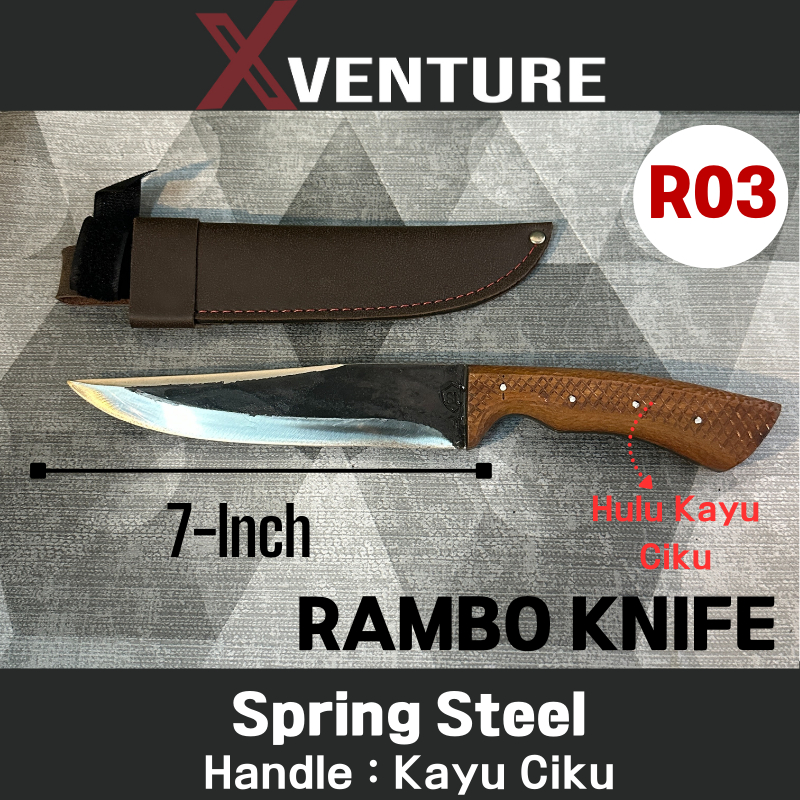 XVenture Spring Steel Rambo Knife 7inch / Pisau Rambo / Camping Knife ...