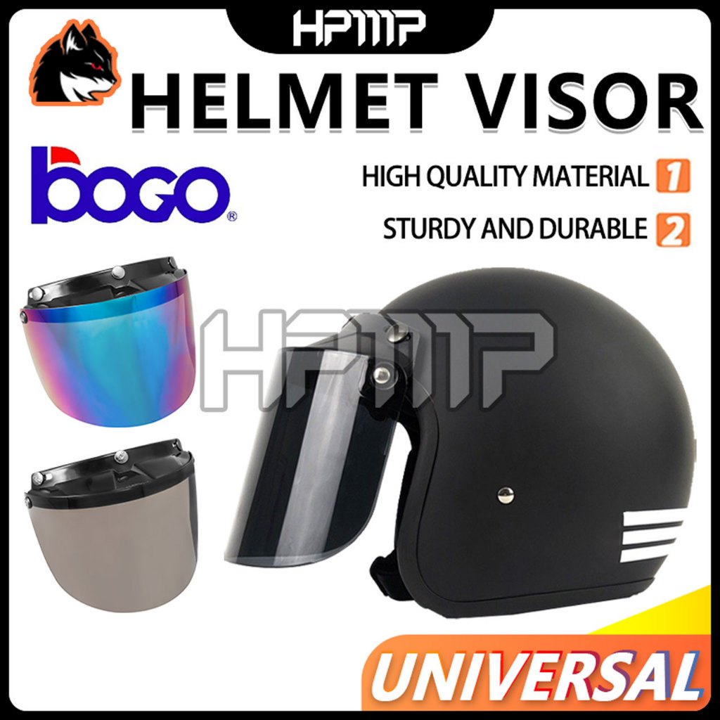 Bogo Helmet Visor Universal 3 Button Helmet Visor Helmets Shields ...