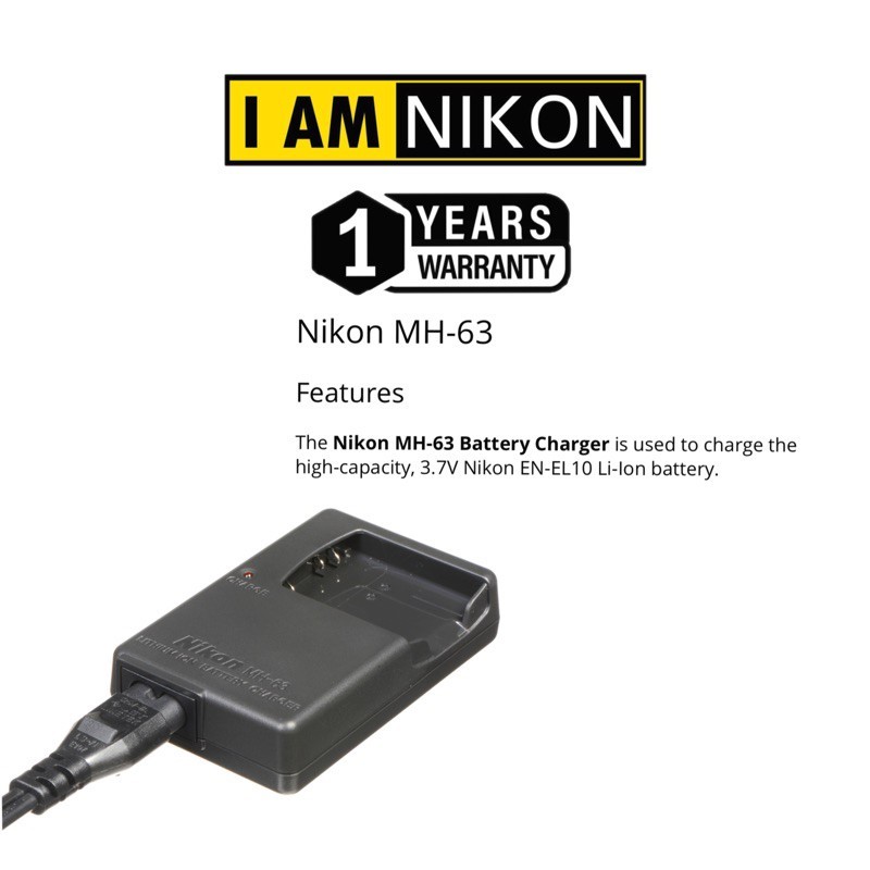 Nikon MH63 MH-63 charger for EN-EL10 battery (1 years warranty ...