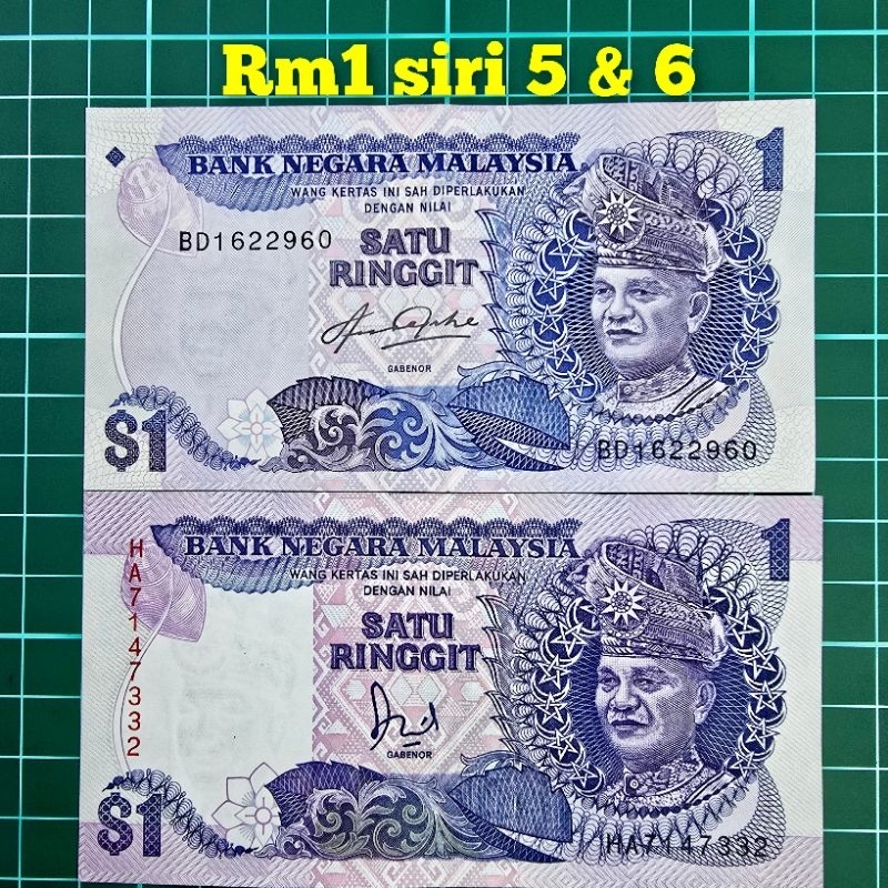 (A23) rm1 siri 5 dan 6 duit kertas lama duit lama duit rm1 lama dai duit lama barang lama ...