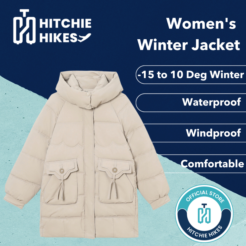 A083 Hitchie -15Deg Women Long Thick Hoodie Winter Down Jacket Fleece ...