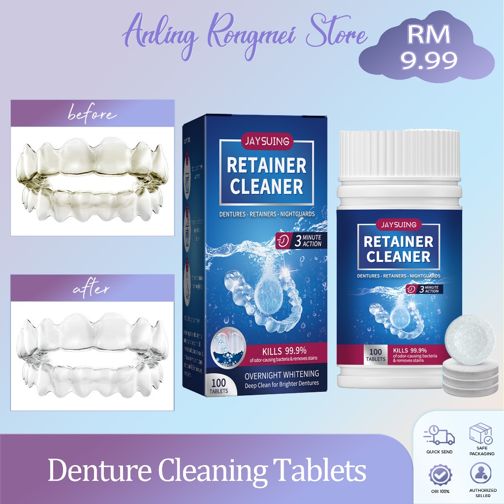 【🔥In Stock/Hot Sale】Denture Cleaning Tablets 100tablets Retainer ...