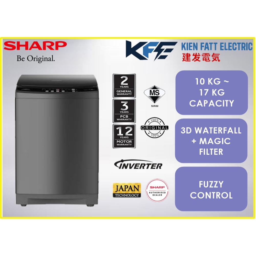 Sharp Fully Auto Inverter Washing Machine 10 KG ESW10SM/ 12 KG ESW12SM ...