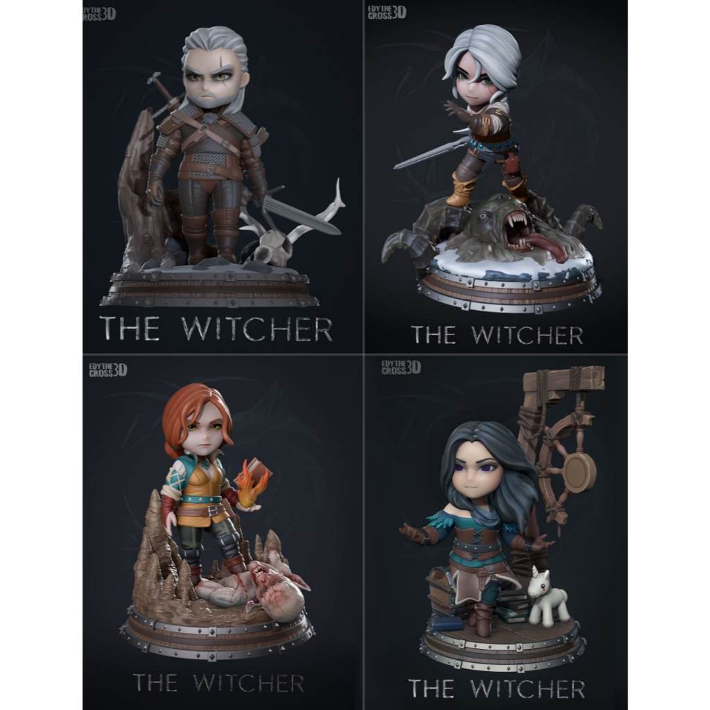 🧙‍♂️ The Witcher Chibi Fan-Art | Geralt, Yennefer, Triss, Ciri | 3D ...
