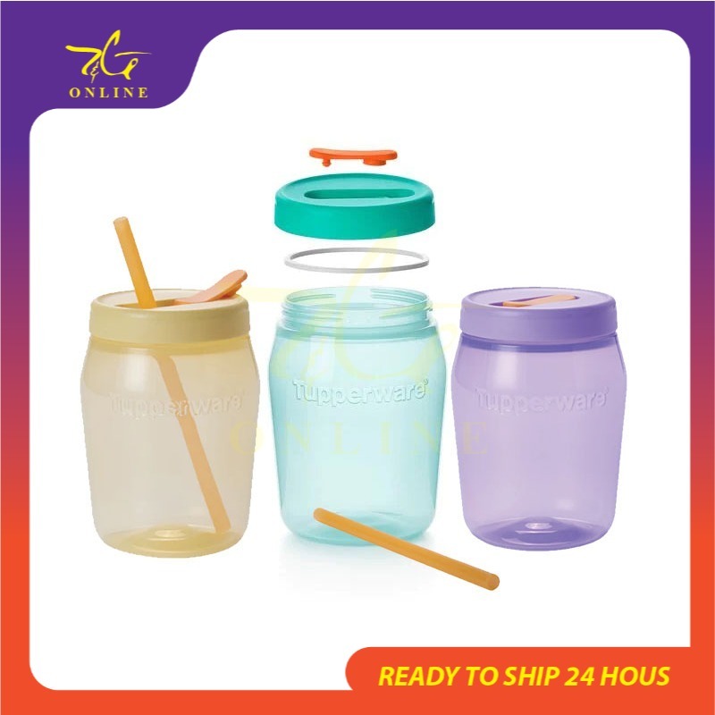Tupperware 550ml Universal Jar Straw Cover New Viral Bottle Bekas Kuih ...