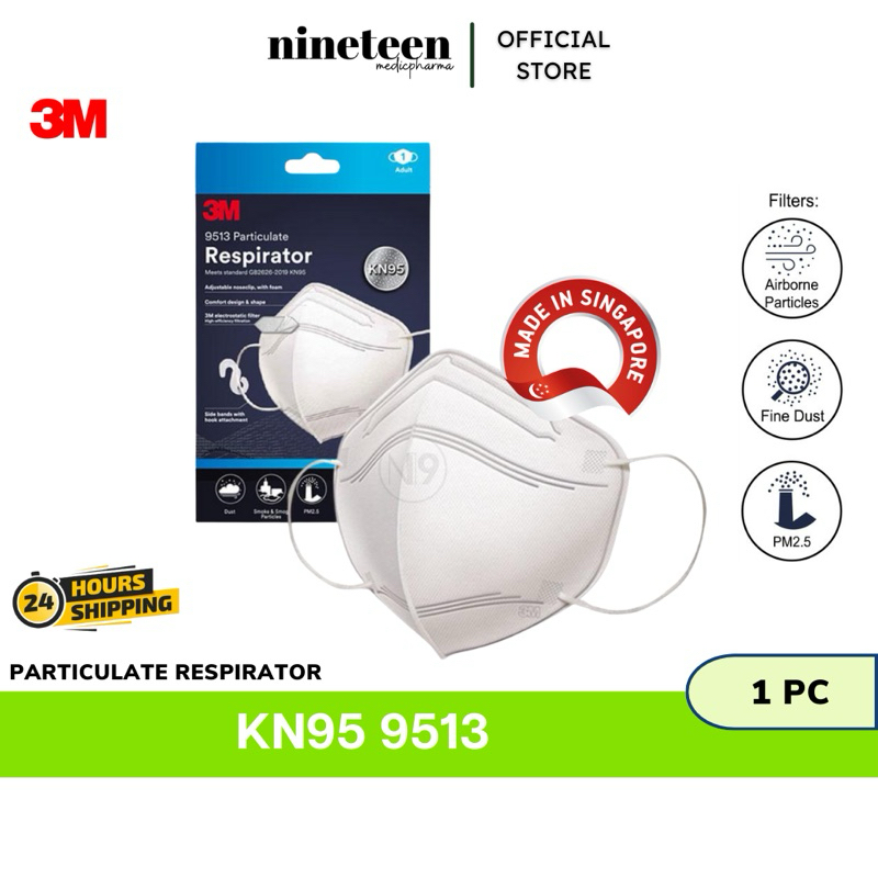 3M KN95 9513 Particulate Respirator (White - 1pc ) | Shopee Malaysia