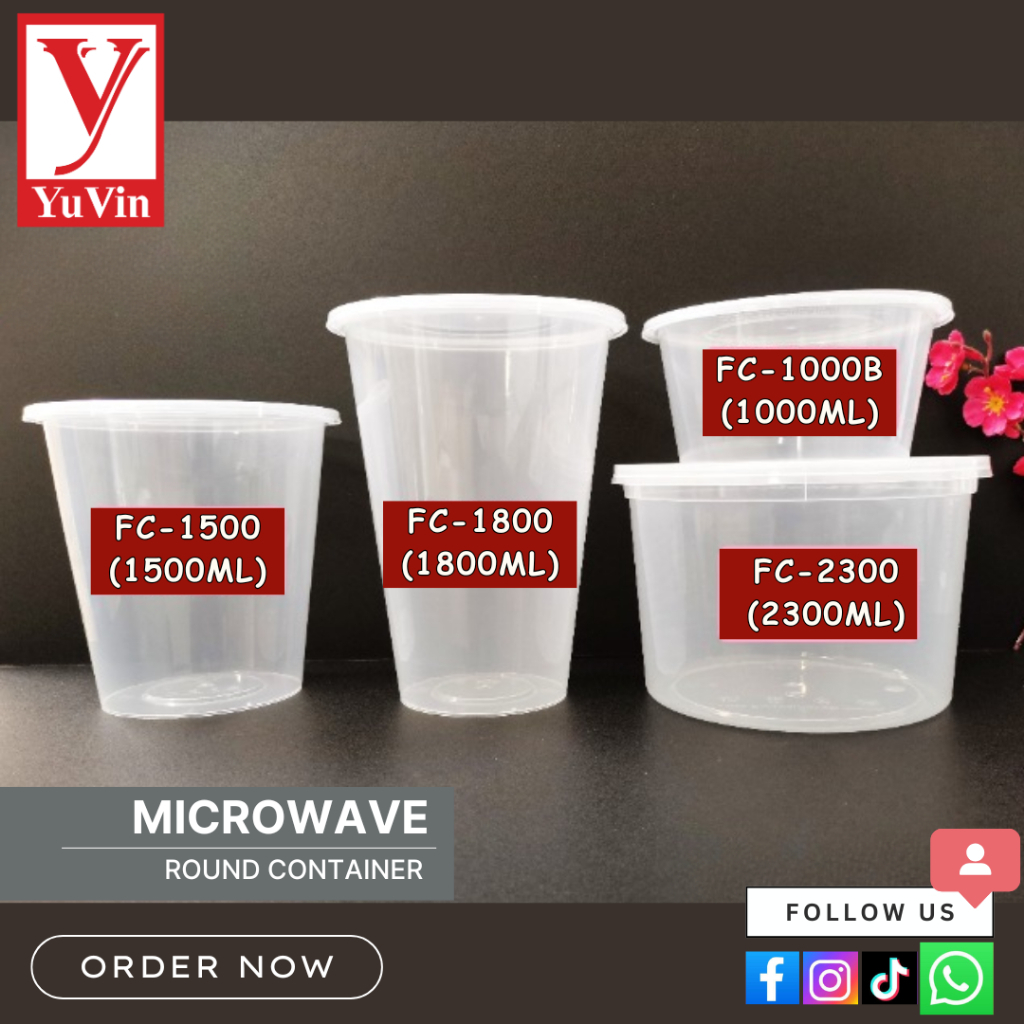 Microwave Round Container/FC1000B/FC1200/FC1500/FC1600/FC1800/FC2300 Bekas Pakai Buang Bulat ...