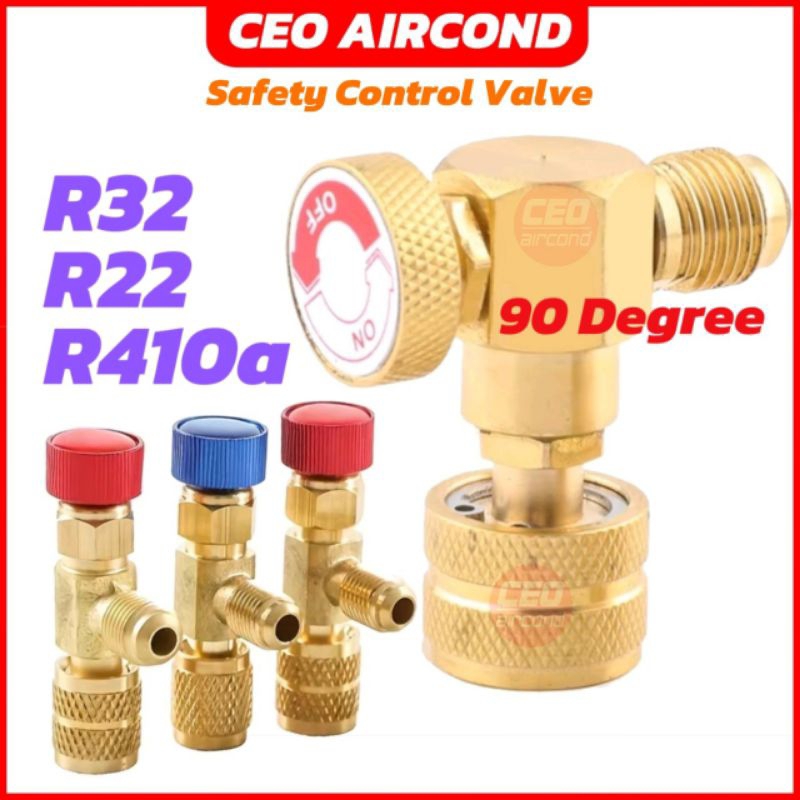 CEOapt 90° Degree Safety Valve Adapter R32 R410a R22 Refrigerant Charging Retention Control ...