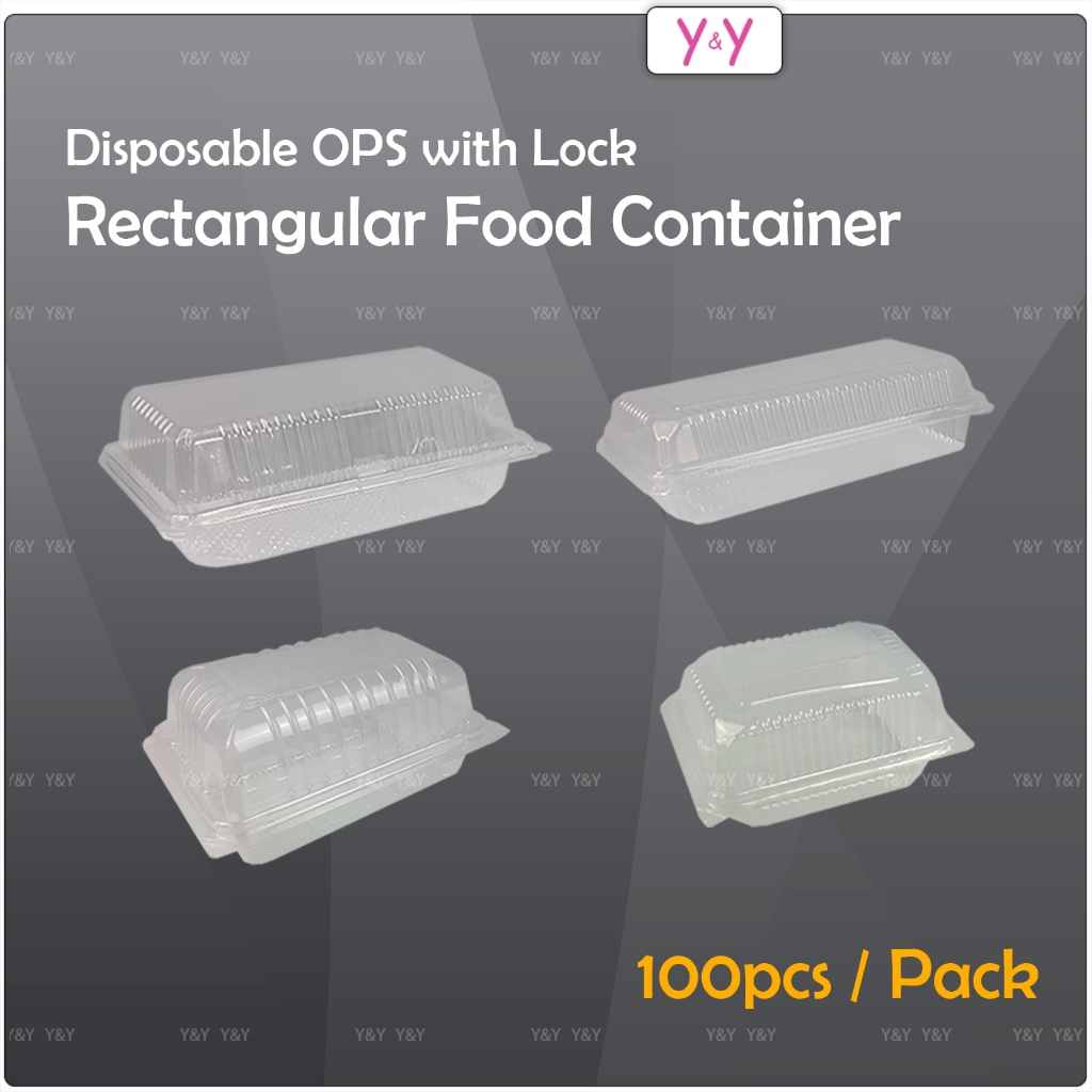 Disposable OPS Plastic Rectangular Container With Lock Transparent Bakery Container Tray Bekas ...