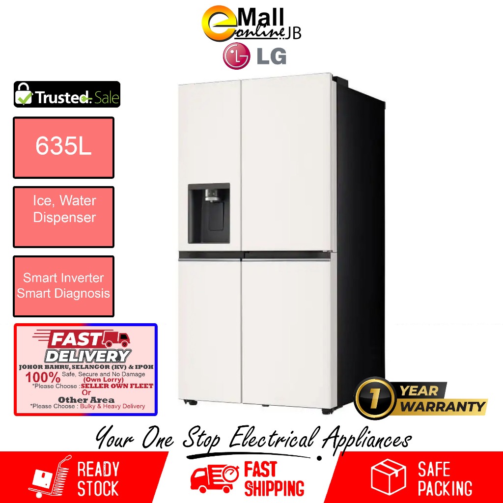 LG 674L Fridge Inverter Side by Side GCL257KQKW L257KQKW with Water ...