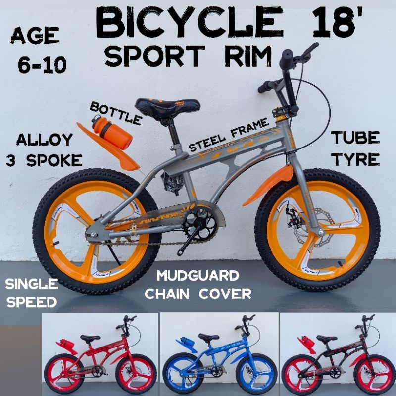 VVM: BASIKAL BUDAK SPORT RIM SIZE 18' DESIGN BMX SESUAI UMUR 6-10 RIM 3 ...