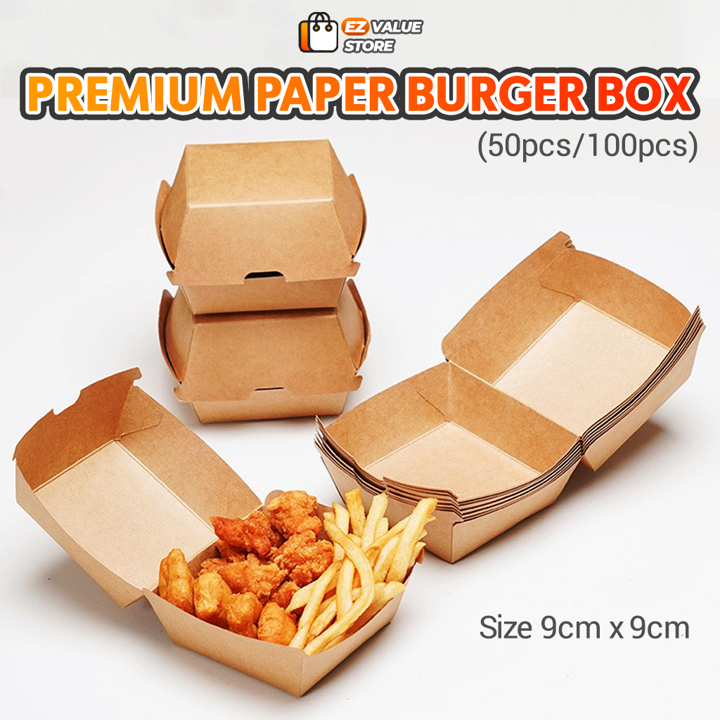 Burger Box/paper lunch box/ Kraft Paper Burger Box/PAPER BURGER BOX ...
