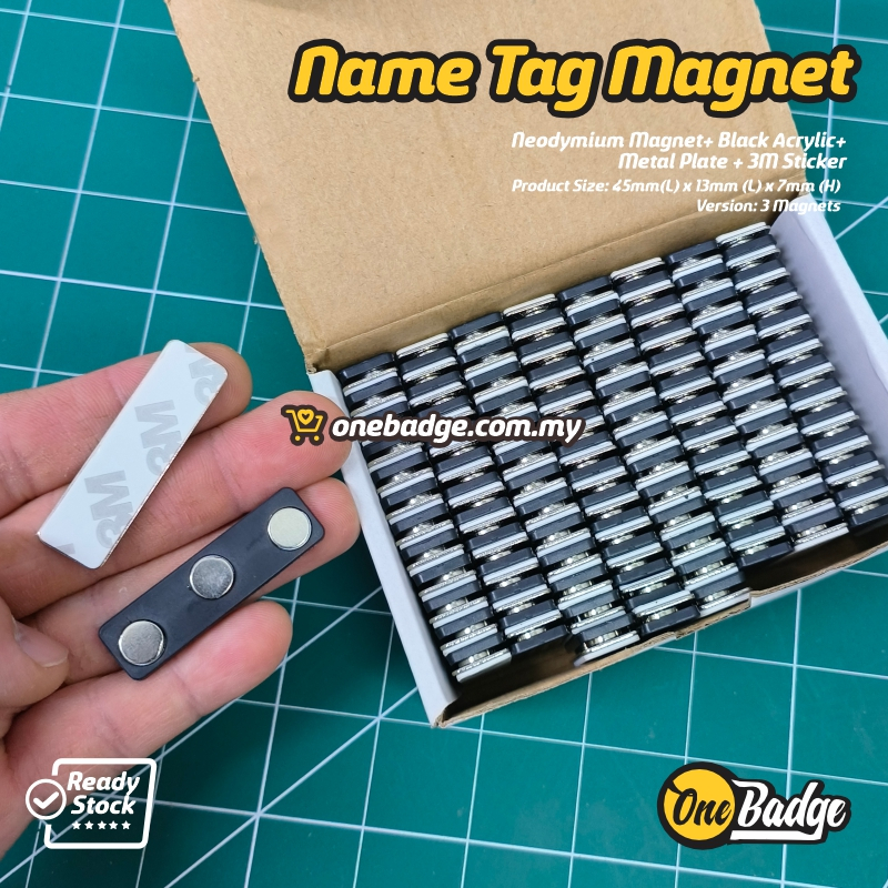 Magnet Tag Nama 3 Butang | Magnet Tag Nama Kuat dengan Pita 3M | Strong ...