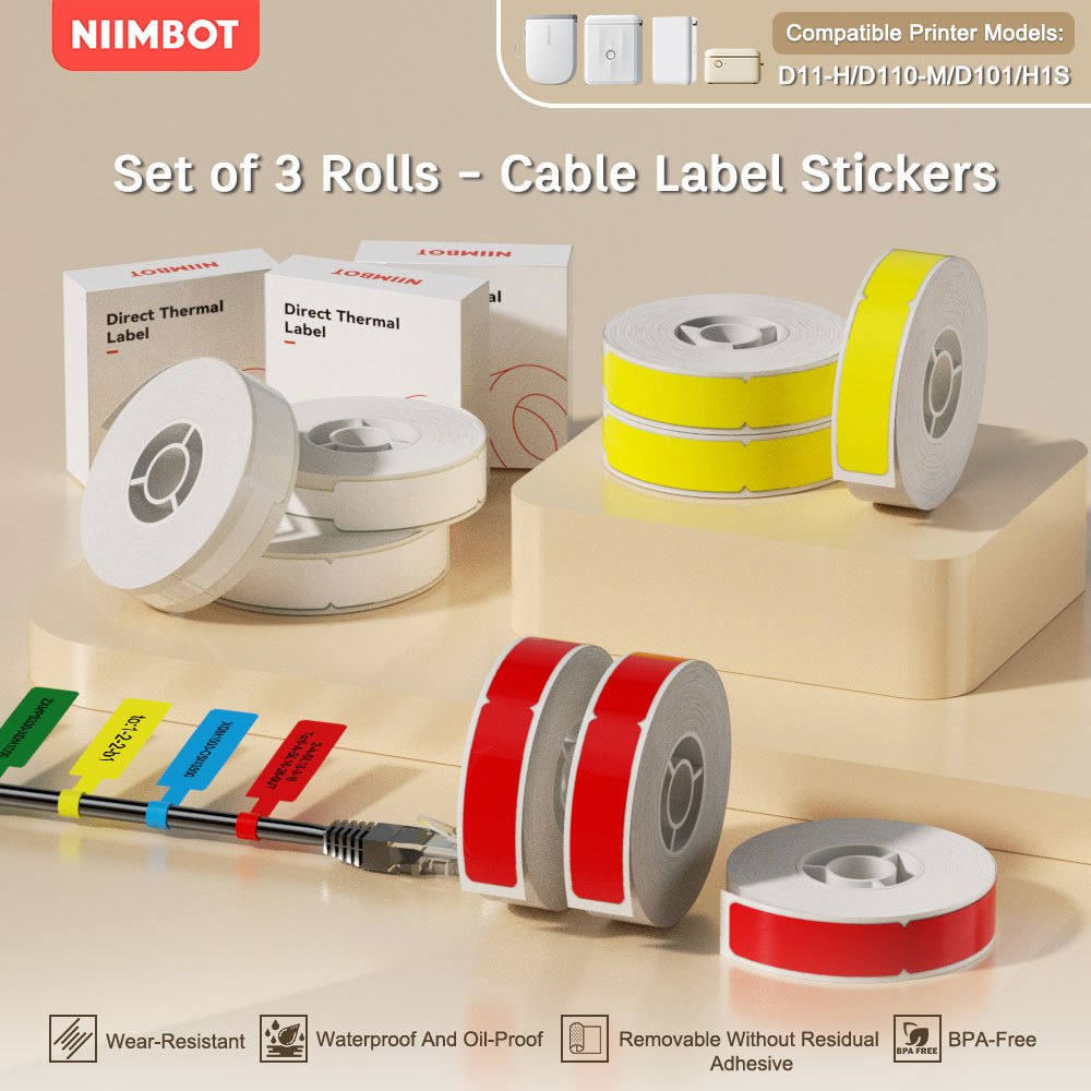 【3 Rolls Set】NIIMBOT D11/D110/D101 Network Cable Charging Cable Name ...