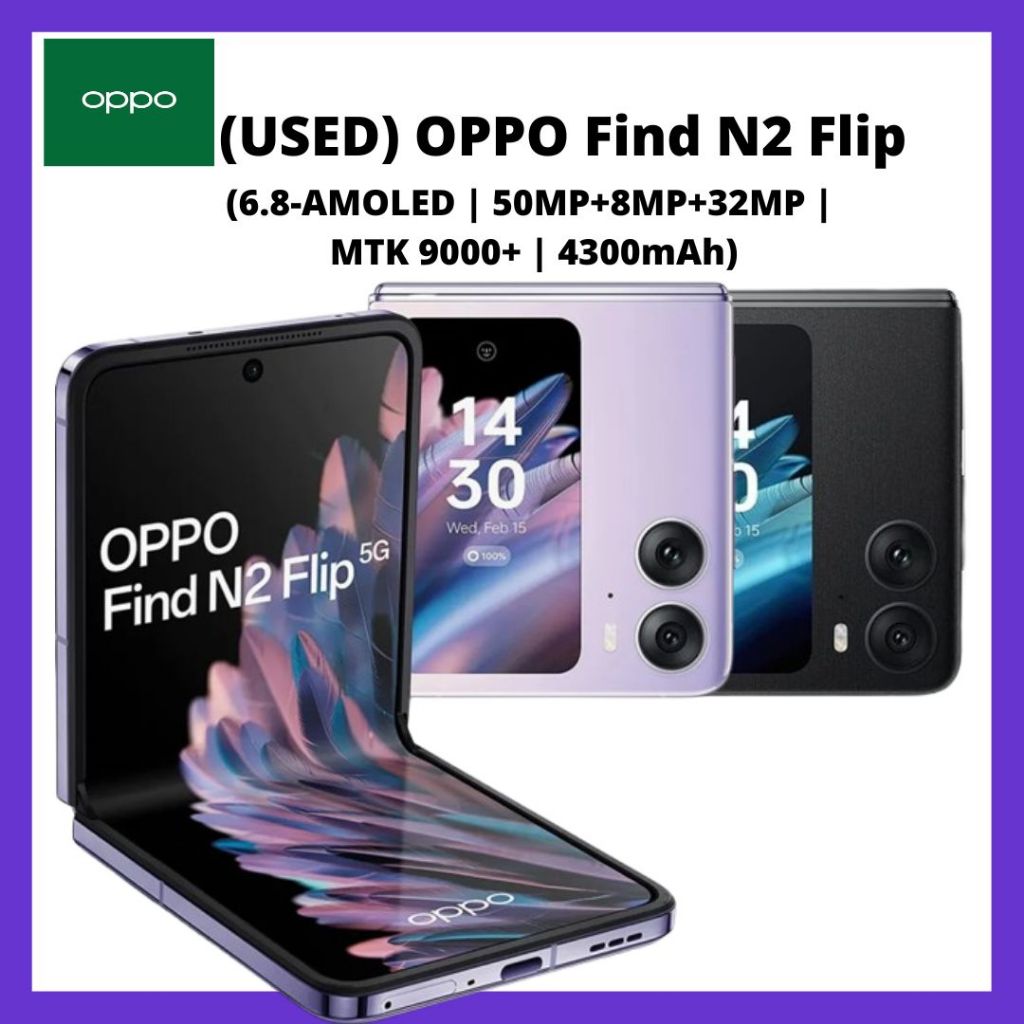 (USED) OPPO Find N2 Flip (6.8-AMOLED | 8+256GB | 120Hz | MTK 9000 ...