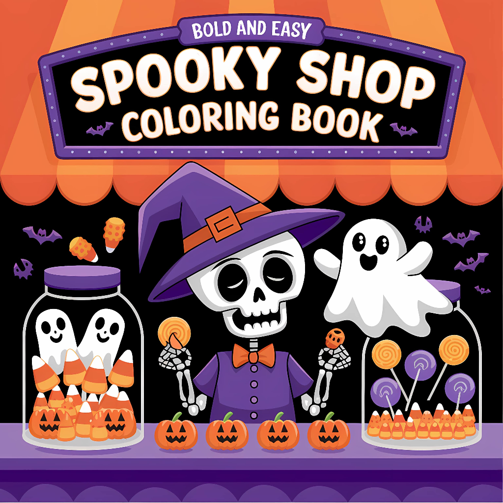 Bold & Easy Spooky Shop Coloring Book Printable PDF Digital Coloring ...