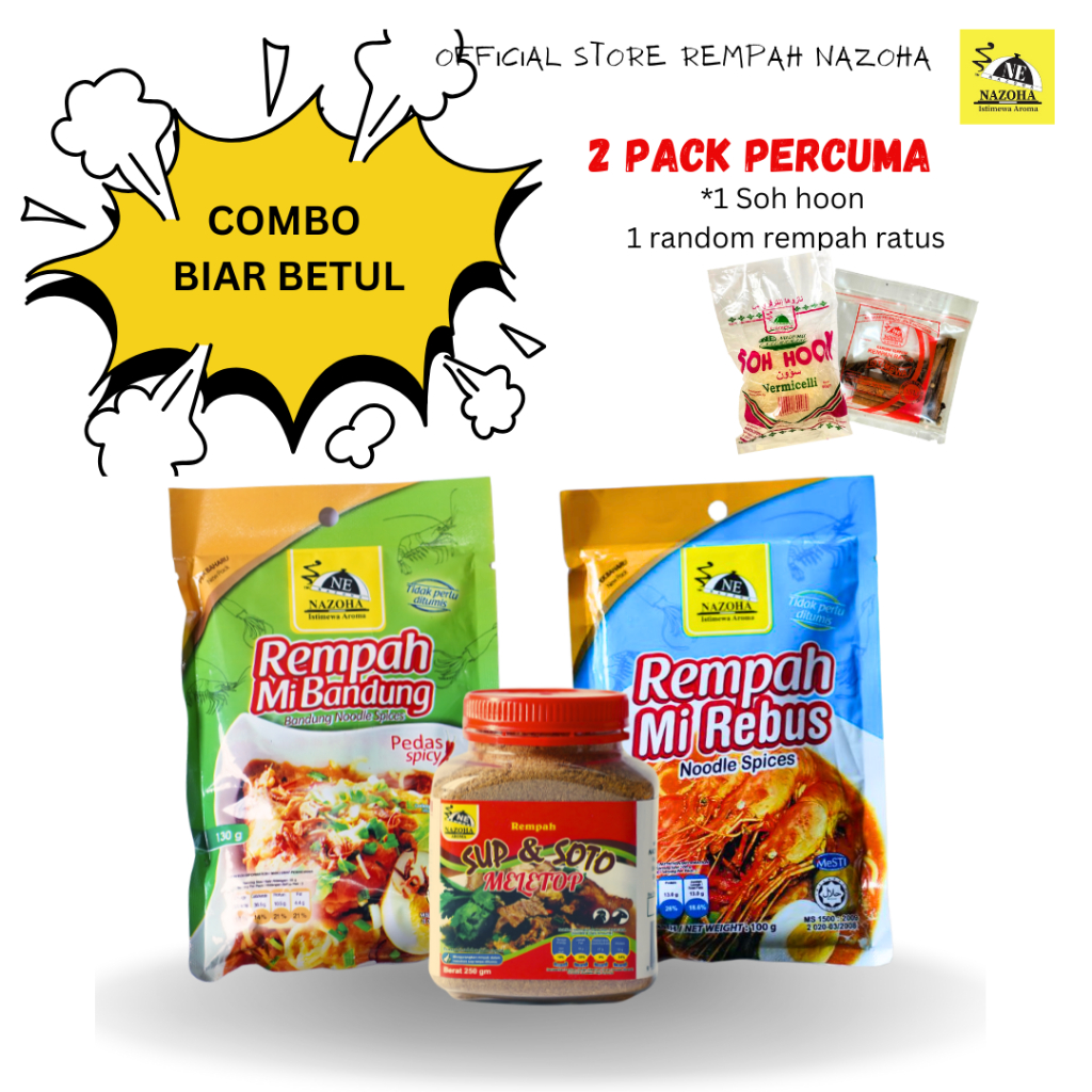 Big COMBO Pes makanan Rempah Nazoha Mee bandung Mee Rebus Sup | Shopee ...
