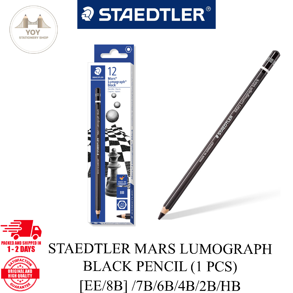 STAEDTLER MARS LUMOGRAPH BLACK PENCIL (1 PCS) [EE/8B] /7B/6B/4B/2B/HB PENSEL LUKISAN HITAM ...
