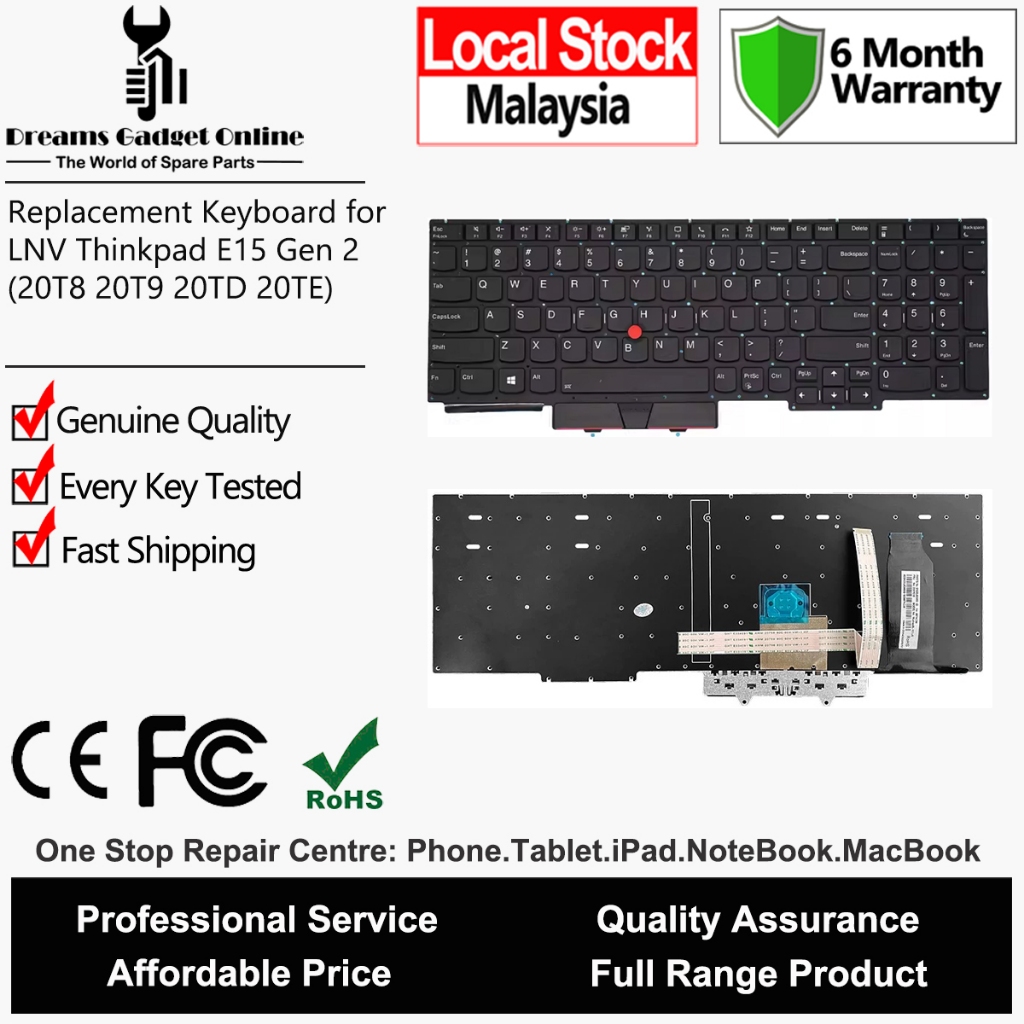 Notebook Keyboard for Lenovo Thinkpad E15 Gen 2 (20T8 20T9 20TD 20TE ...
