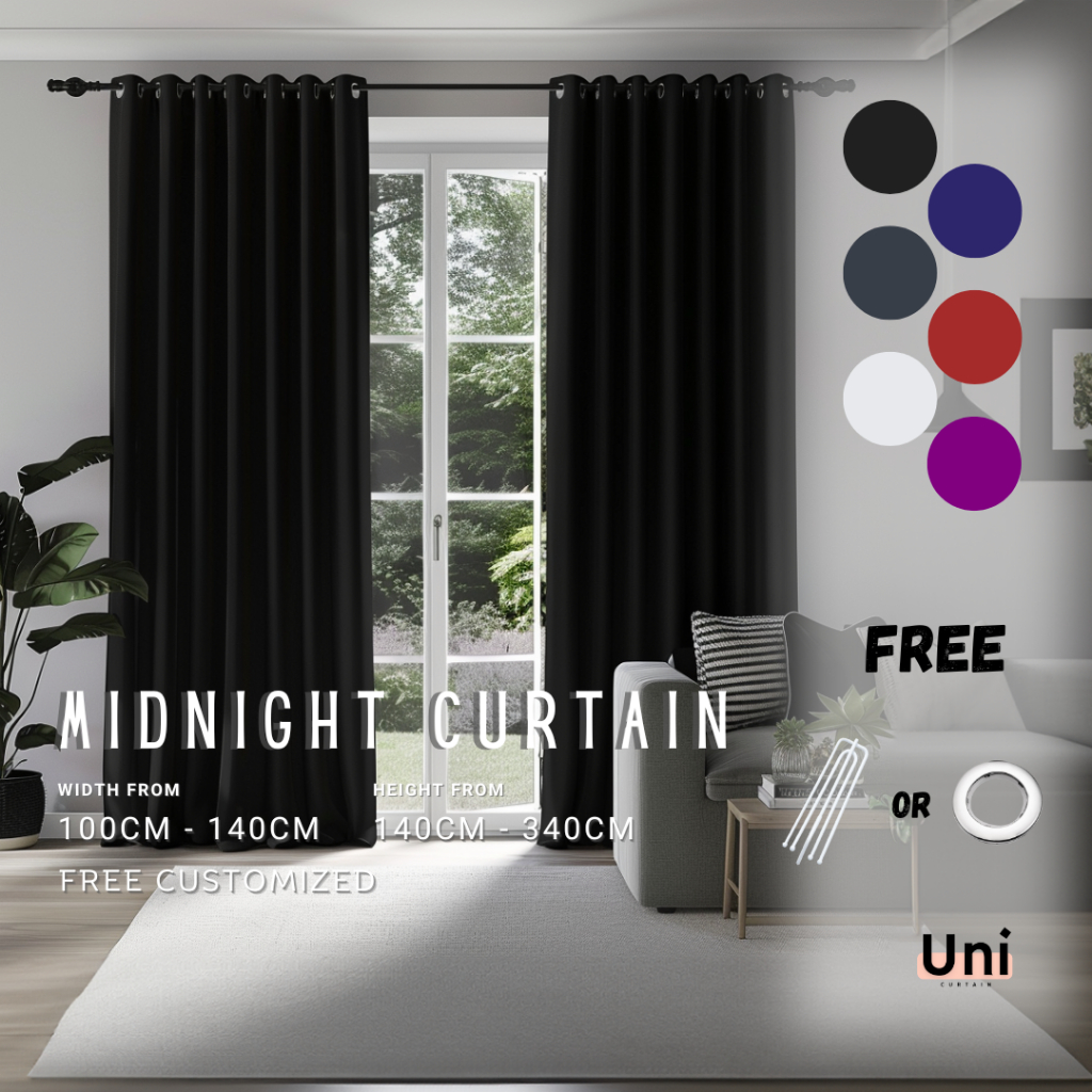 Uni Curtain Midnight Curtain Ivory Whisper 窗帘 | Langsir Black Hitam ...